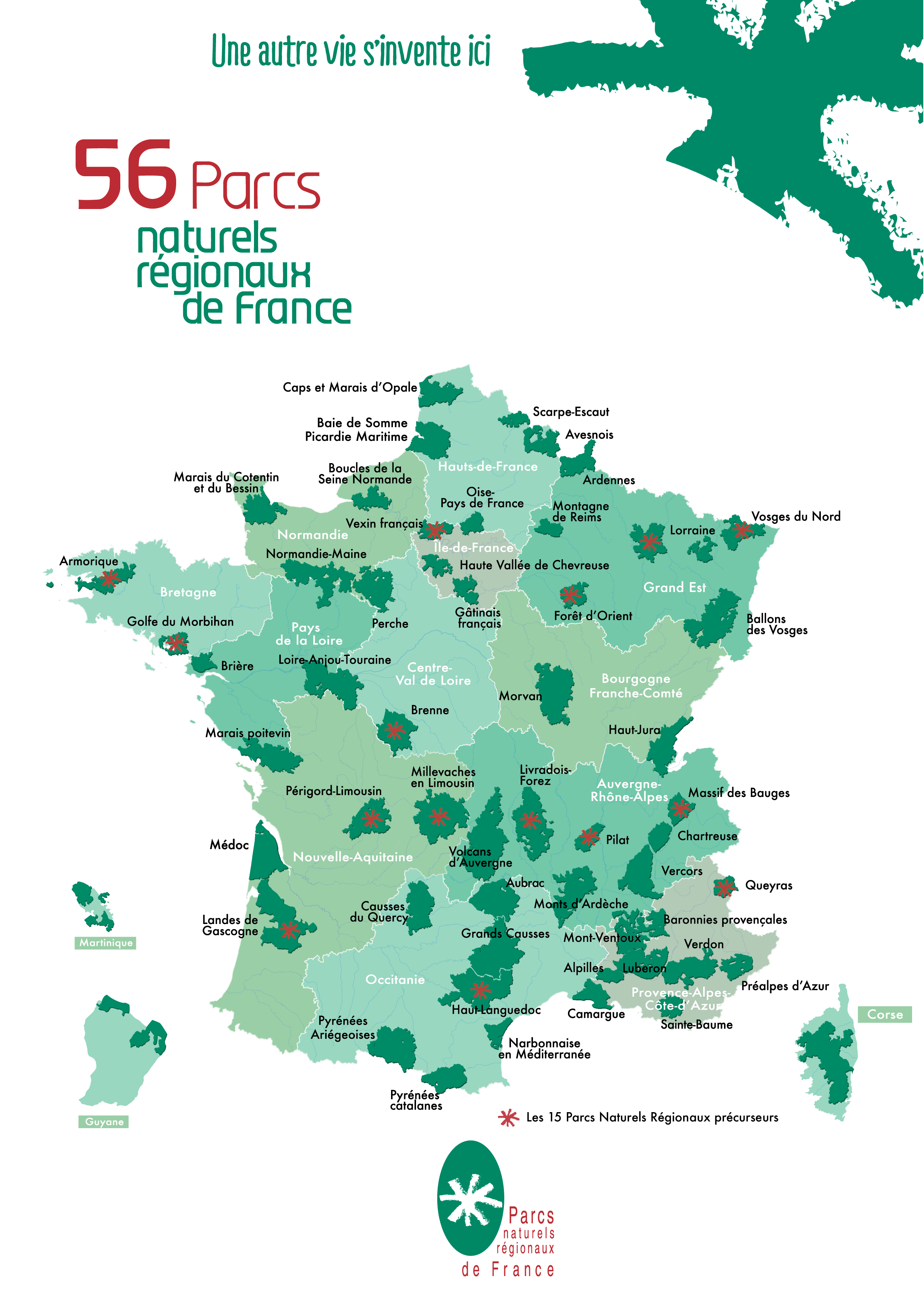 Carte 56 PNR avec les 15 Parcs pionniers - Parc naturel régional des ...